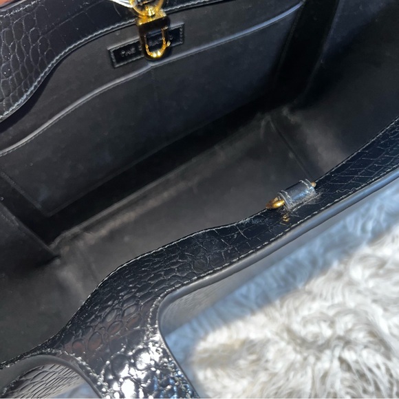 The Curated | Bags | The Curated Classic Tote Black Mock Croc Leather ...